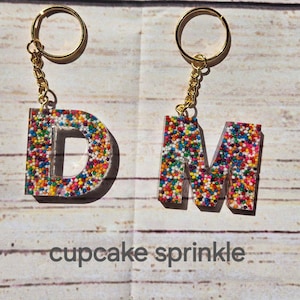Letter Keychain, Glitter Keychain, Initial Keychains, Sprinkle Keychain ...