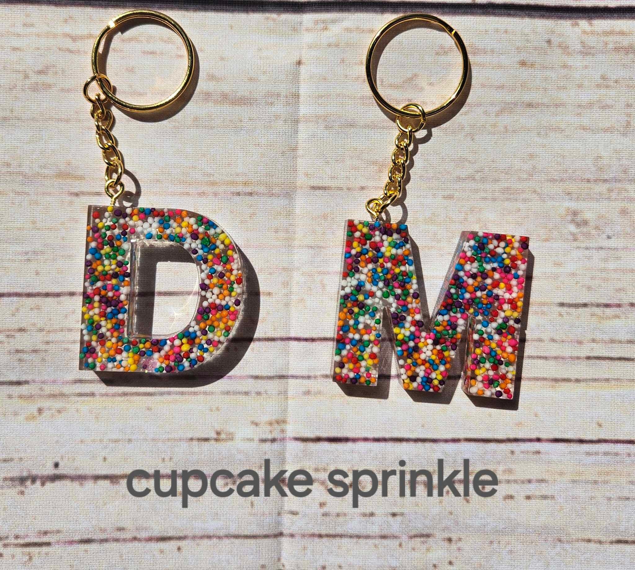 Letter Keychain, Glitter Keychain, Initial Keychains, Sprinkle Keychain ...