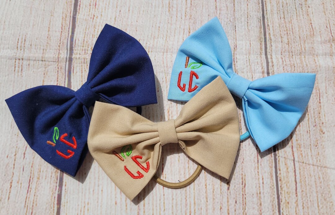 Personalized School Uniform Bows, Personalized Fabric Bows, Custom ...