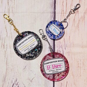 Teacher Notebook Keychain, Composition Notebook Keychain, Personalized ...