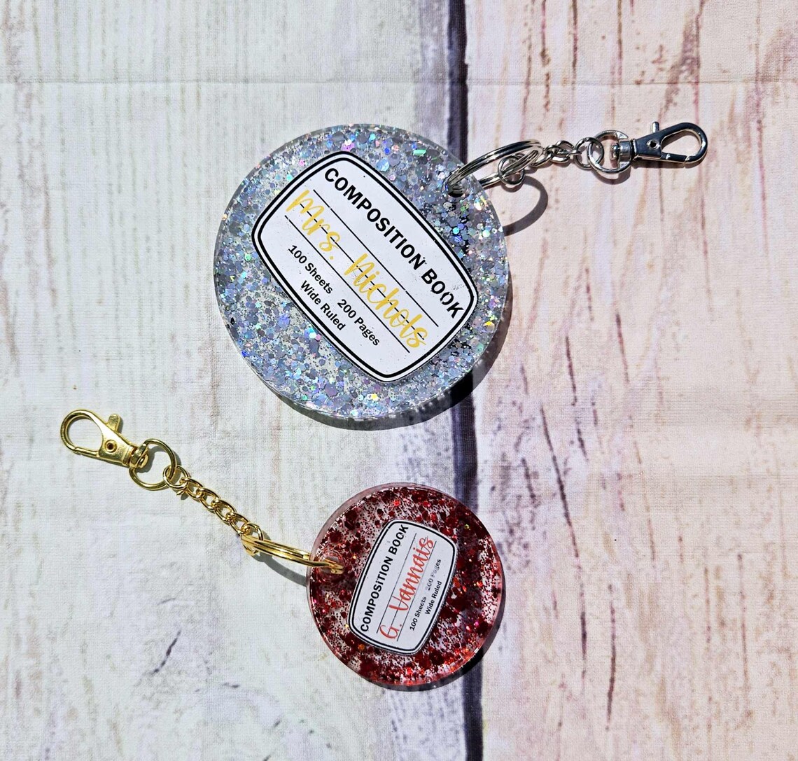 Teacher Notebook Keychain, Composition Notebook Keychain, Personalized ...