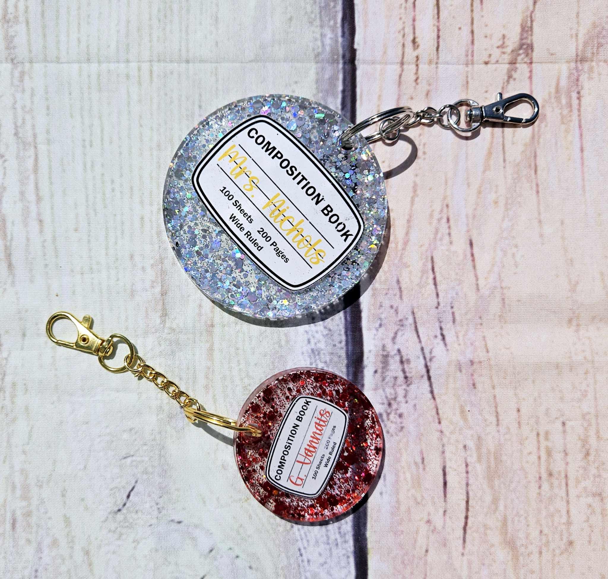 Teacher Notebook Keychain, Composition Notebook Keychain, Personalized ...