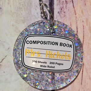 Teacher Notebook Keychain, Composition Notebook Keychain, Personalized ...