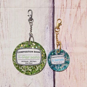 Teacher Notebook Keychain, Composition Notebook Keychain, Personalized ...