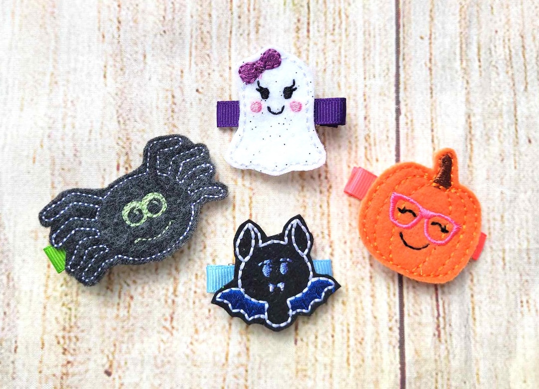 Halloween Hair Clips, Pumpkin Hair Clips, Ghost Hair Clips, Spider Hair ...