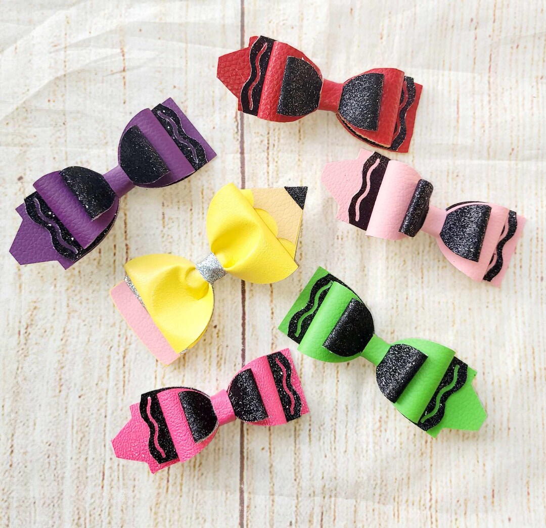 Crayon and Pencil Bow, Back to School Bow Set, Custom Bow, Pencil Bow ...