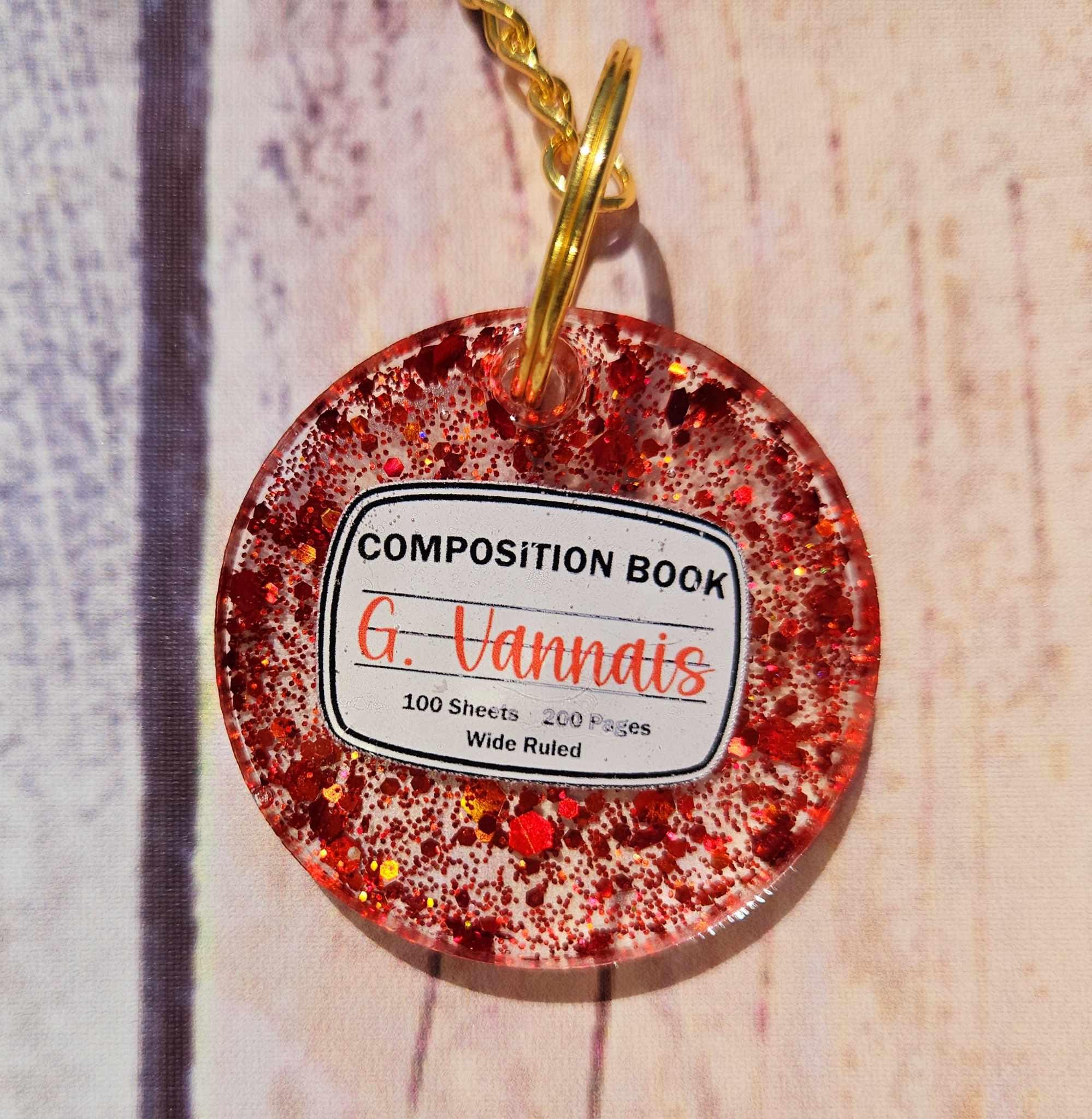 Teacher Notebook Keychain, Composition Notebook Keychain, Personalized ...