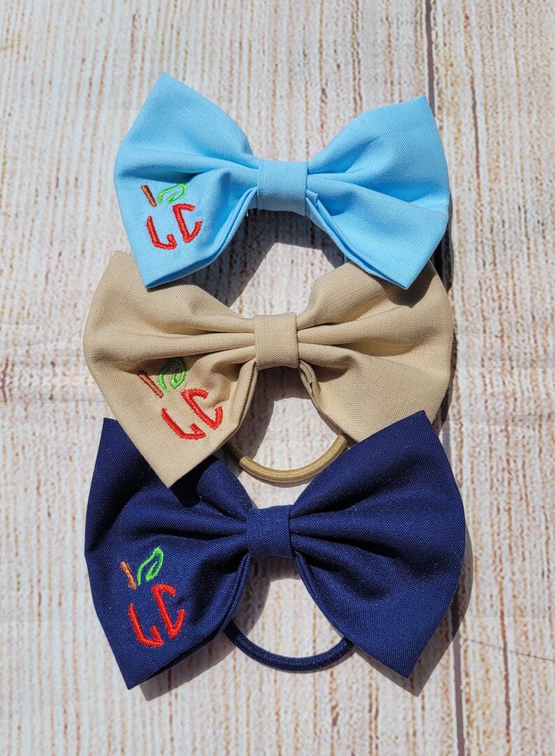 Personalized School Uniform Bows, Personalized Fabric Bows, Custom ...