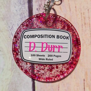 Teacher Notebook Keychain, Composition Notebook Keychain, Personalized ...