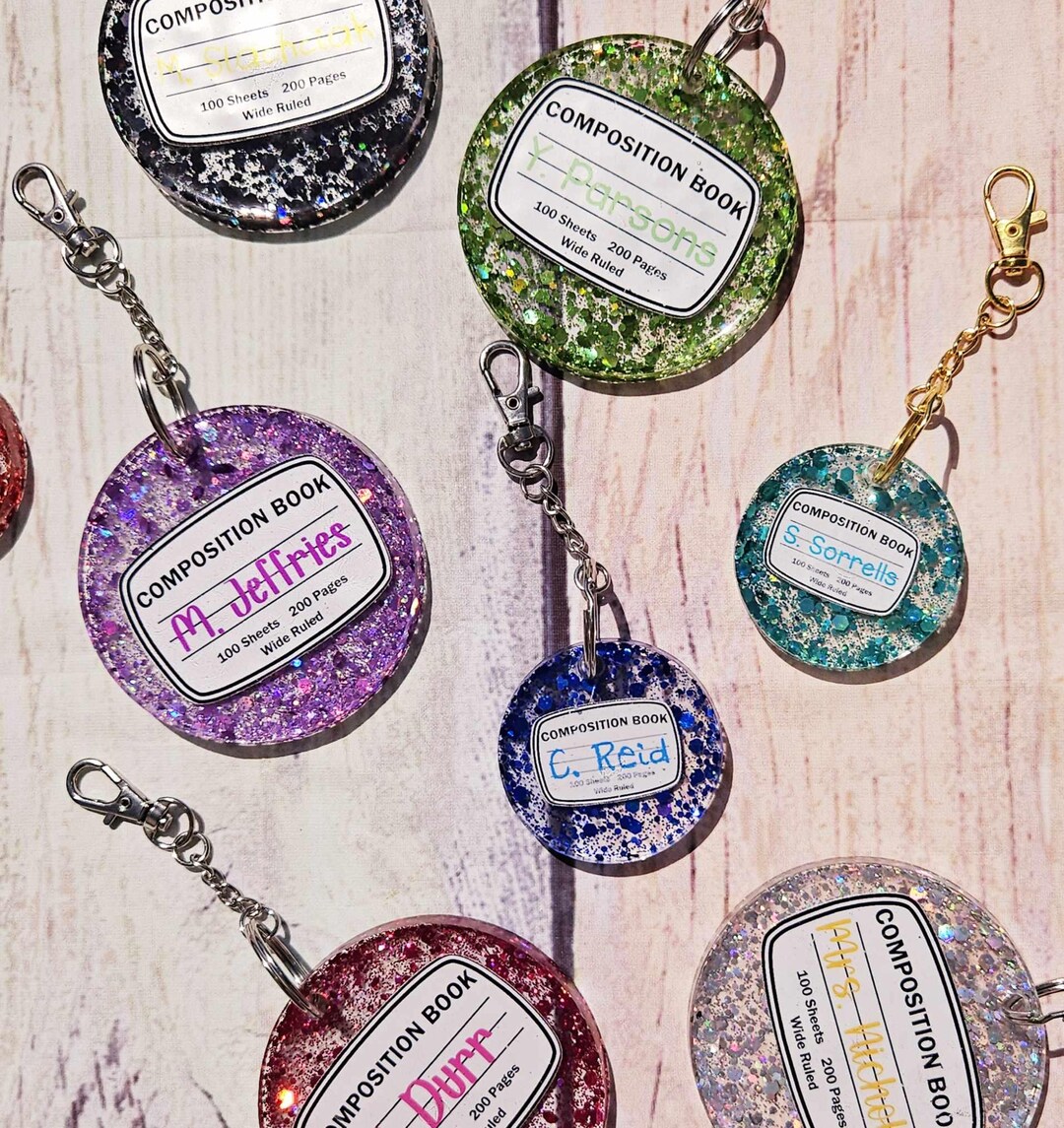 Teacher Notebook Keychain, Composition Notebook Keychain, Personalized ...