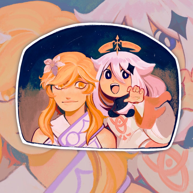 Genshin Impact Lumine and Paimon Sticker - Etsy