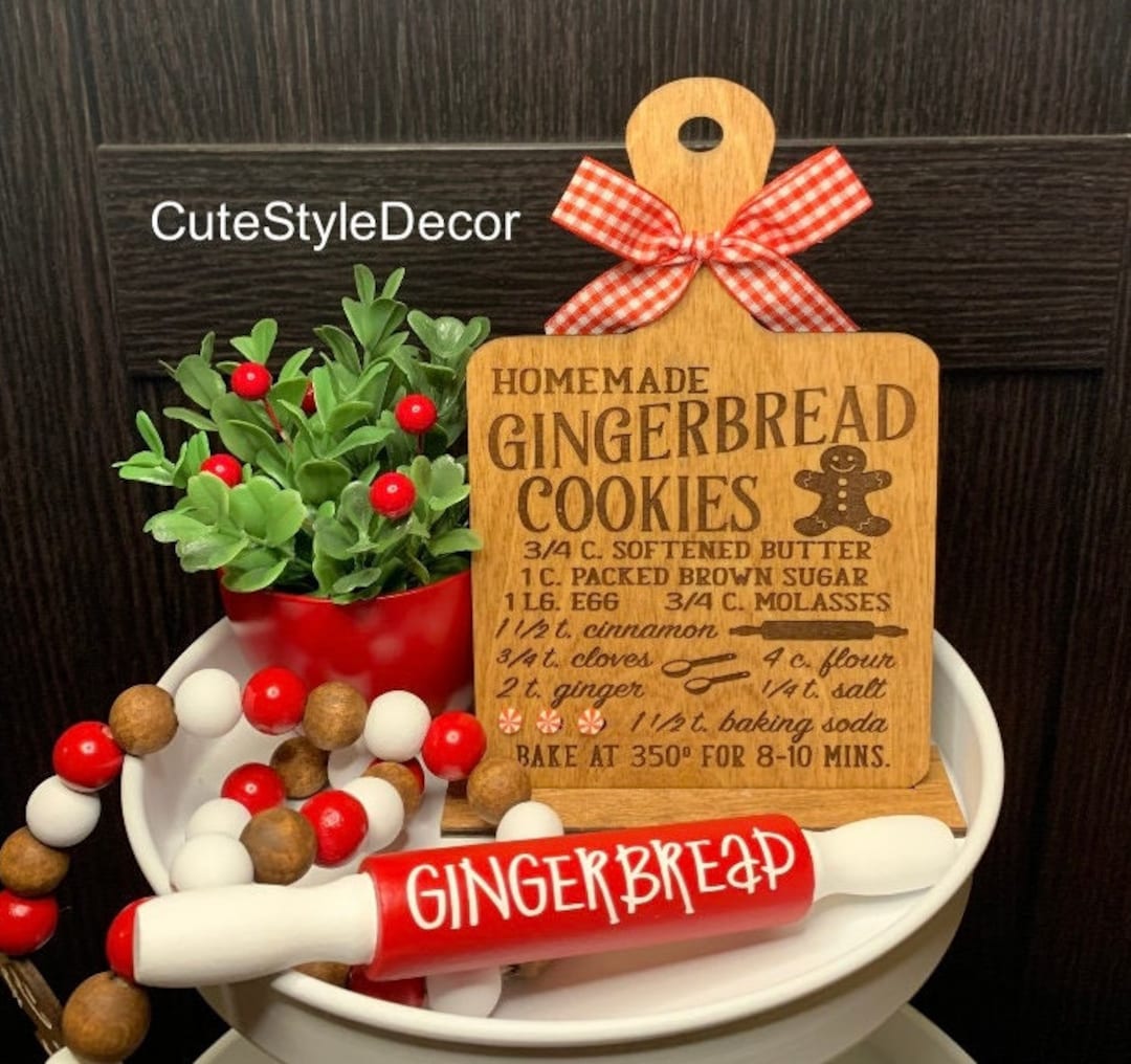 Gingerbread Tiered Tray Decor | Mini Gingerbread Cutting Board Recipe ...