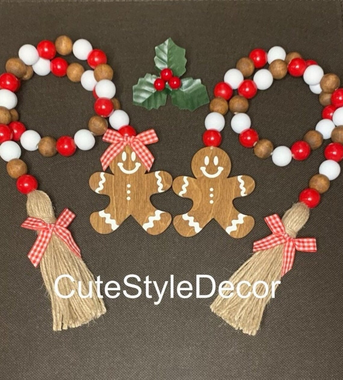 Gingerbread Beaded Garland | Gingerbread Men | Christmas Garland ...