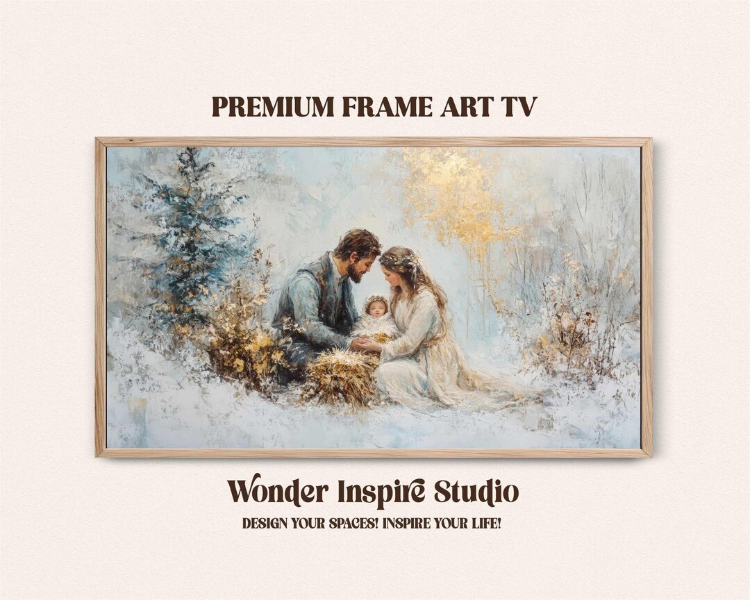 Nativity Frame TV Art, Xmas Christian Decor Art, Christmas Frame Tv ...