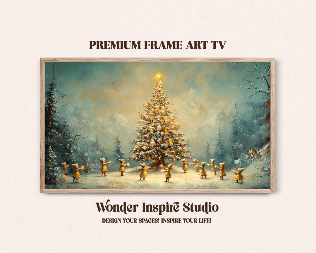 Xmas Tree Art, Frame TV Art, Gold Christmas Decor, Samsung Frame Tv Art ...
