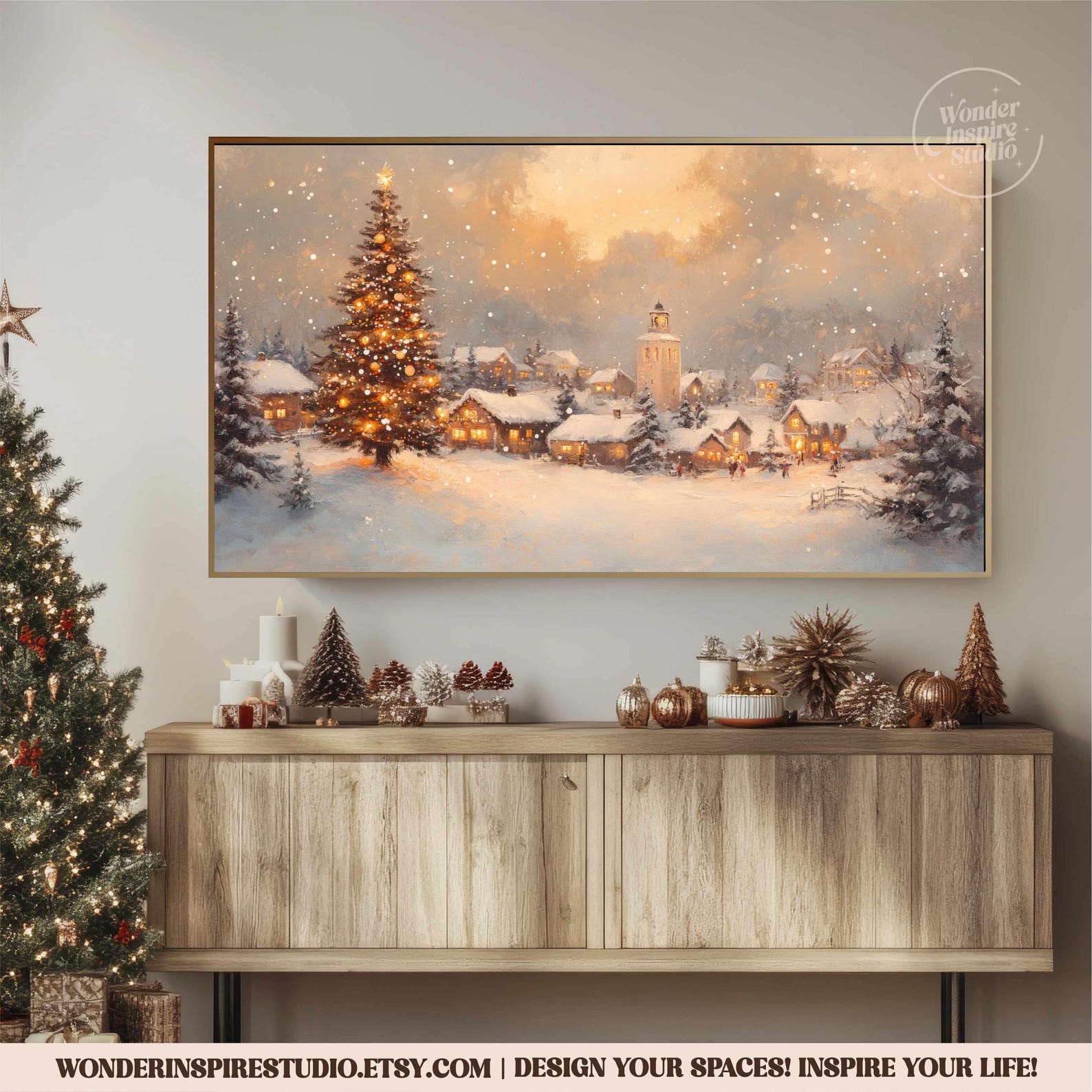 Vintage Christmas Village Frame TV Art (digital Download) - Etsy