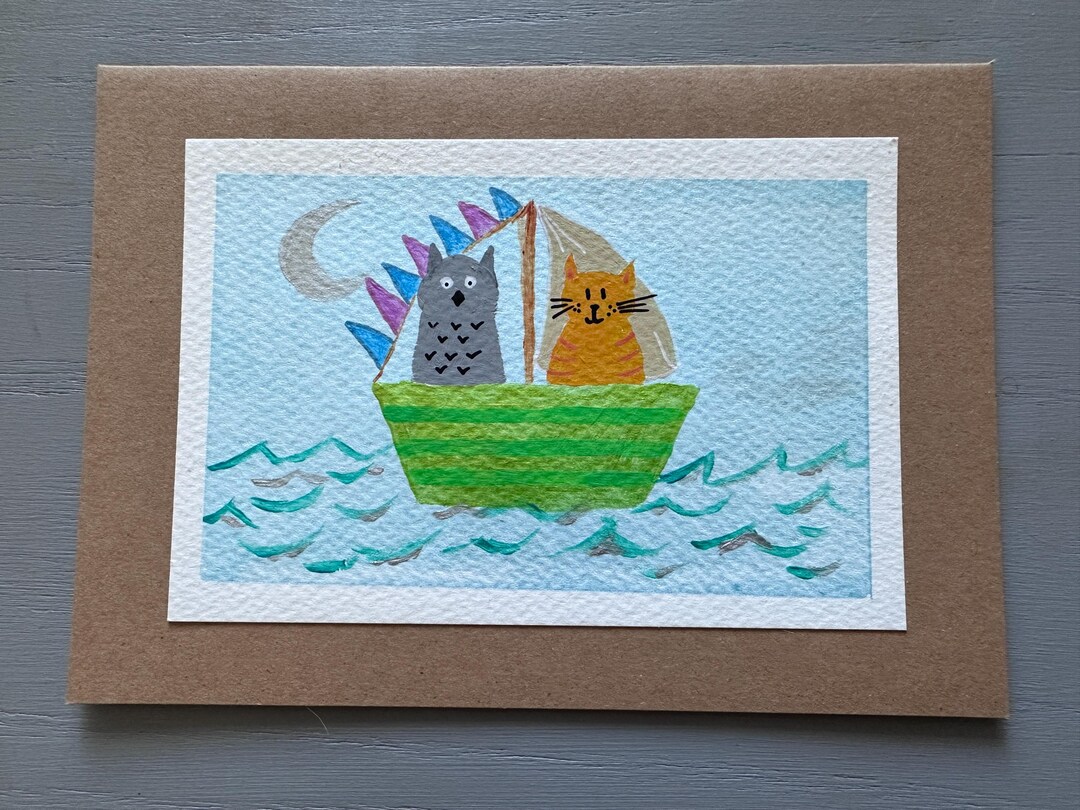 The Owl and the Pussycat Nursery Rhyme Card Unique Handmade Acrylic ...