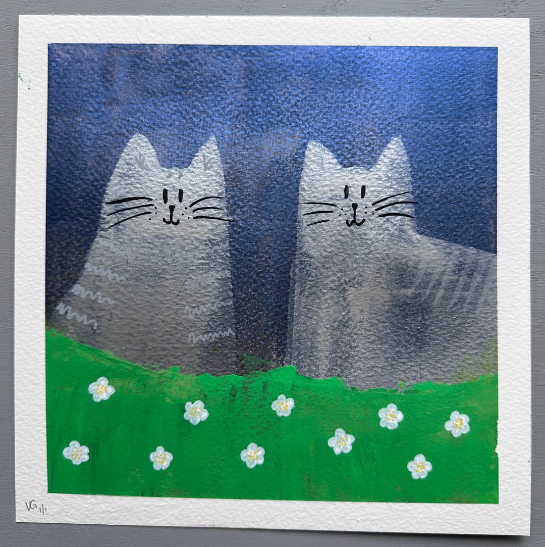 Cat Art Work Hand Painted Original Acrylic Painting - Etsy