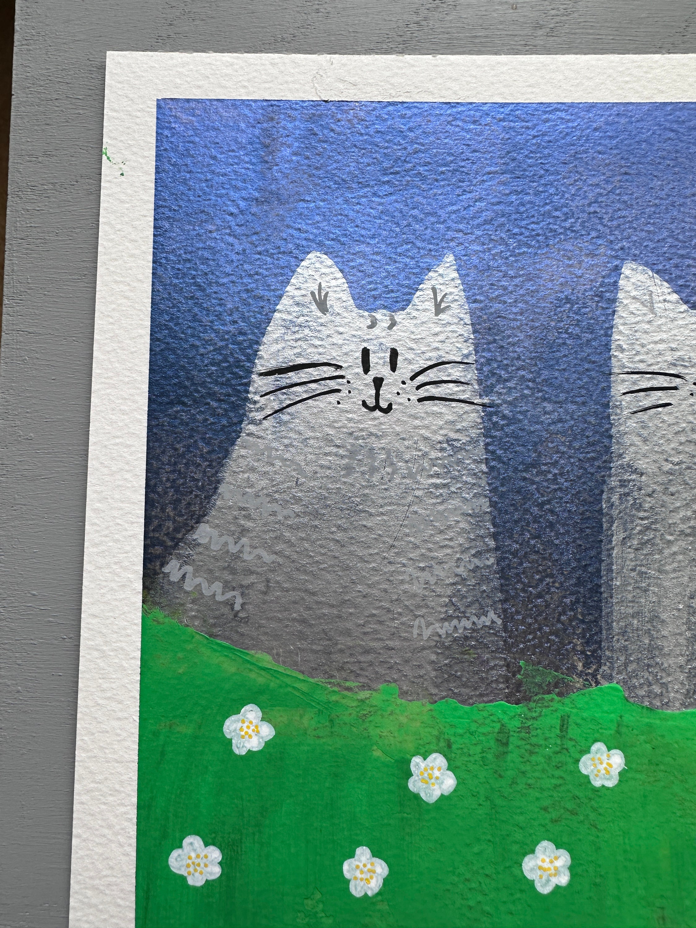 Cat Art Work Hand Painted Original Acrylic Painting - Etsy