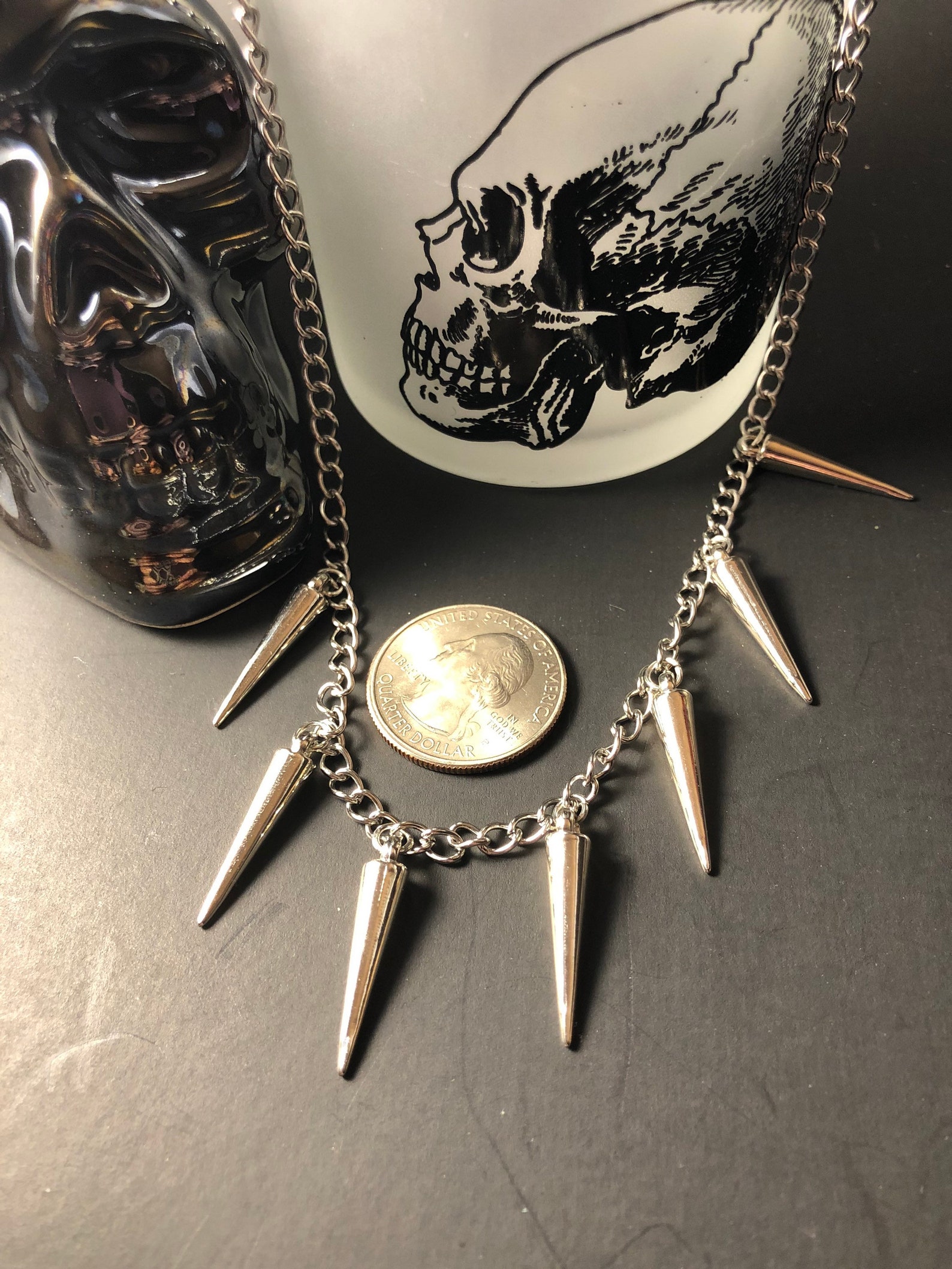 Punk Rock Spiked Choker Necklace Goth Alternative Edgy | Etsy