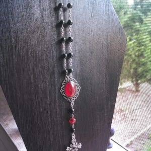 Gothic Rosary Style Red and Black Cross Necklace Goth Gabriel - Etsy