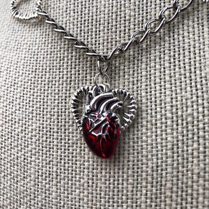 Desire : Punk Spiked Heart Necklace Chunky Chain Human Heart Edgy Goth ...