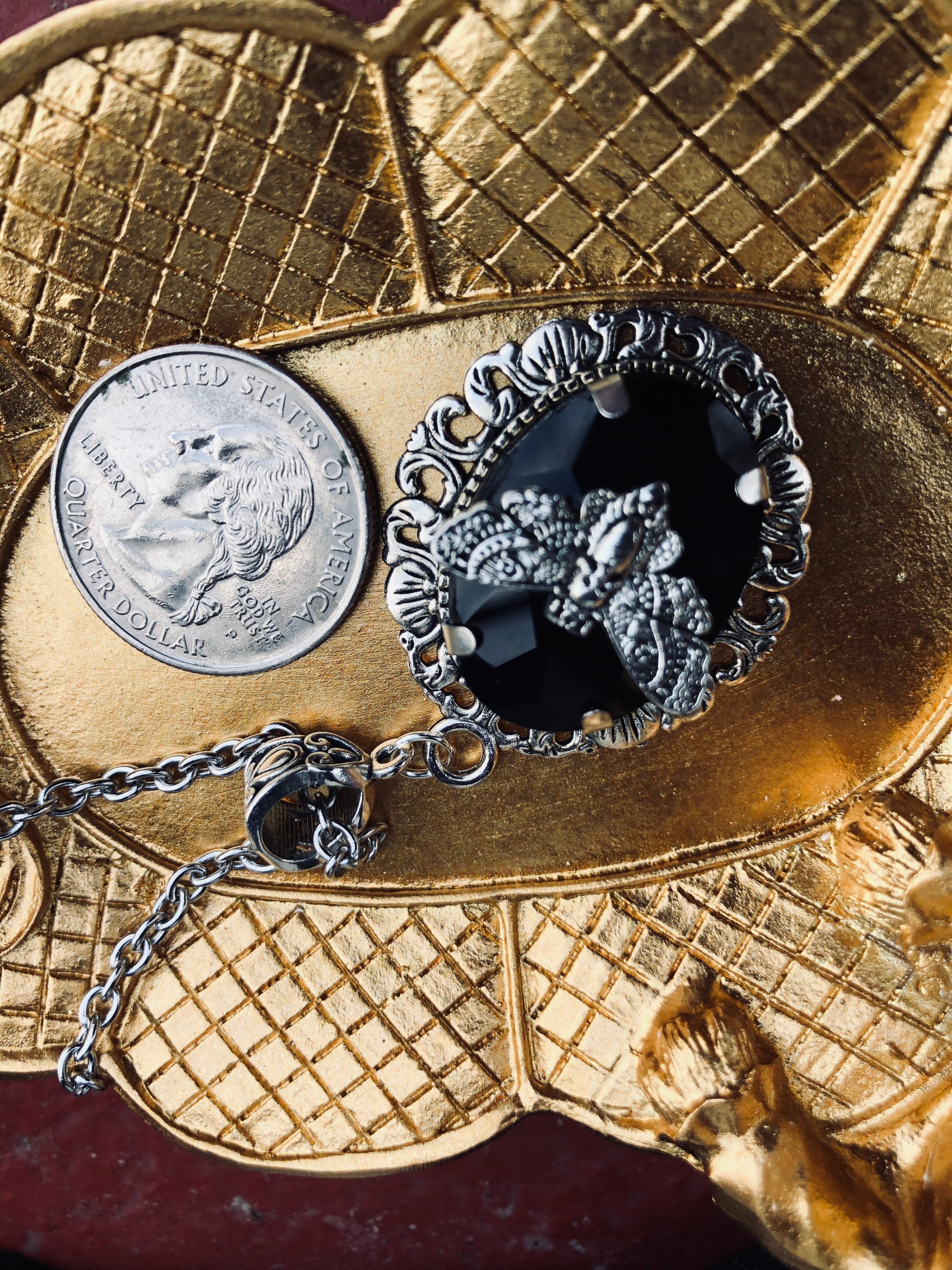 Silence: Gothic Death Head Moth Necklace Black Goth - Etsy