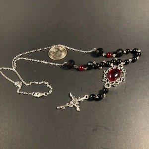 Gothic Cross Y Red Necklace Goth Style Beaded Vampire Cosplay - Etsy