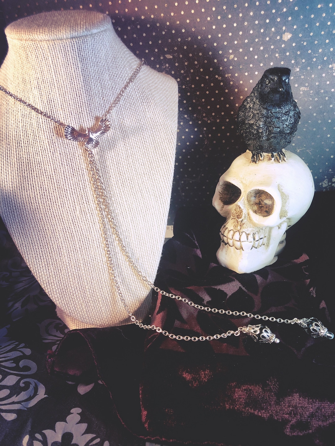 Goth Crow Mock Bolo Tie Necklace Gothic Raven Eagle Punk Rockabilly - Etsy