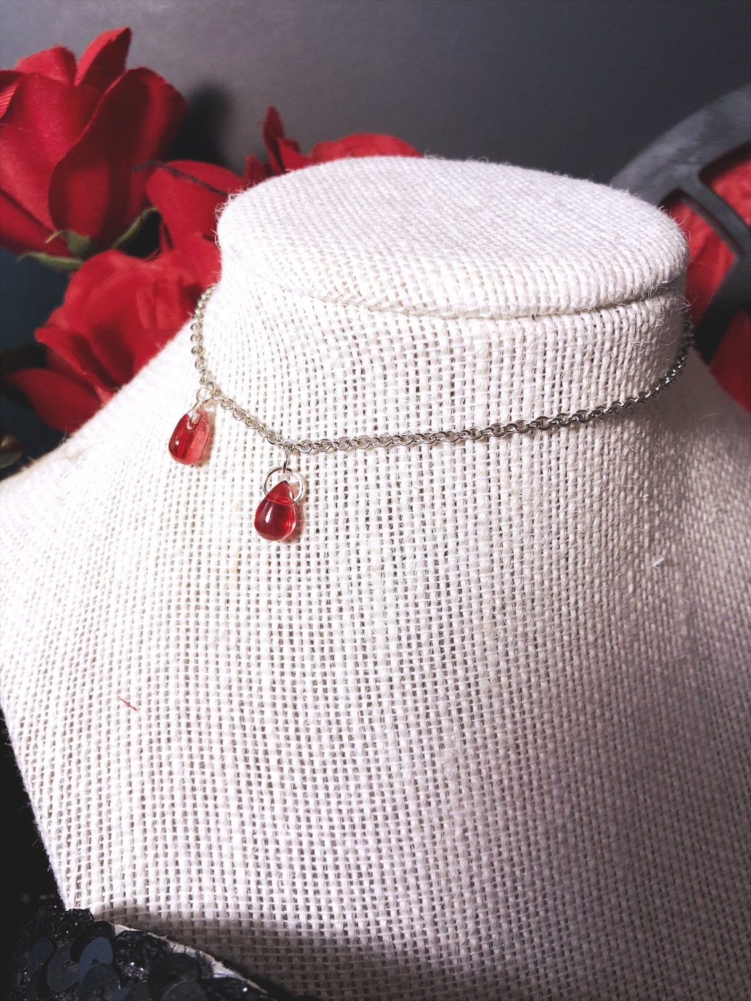 Vampire Bite Choker Blood Drops Red Gothic Halloween - Etsy