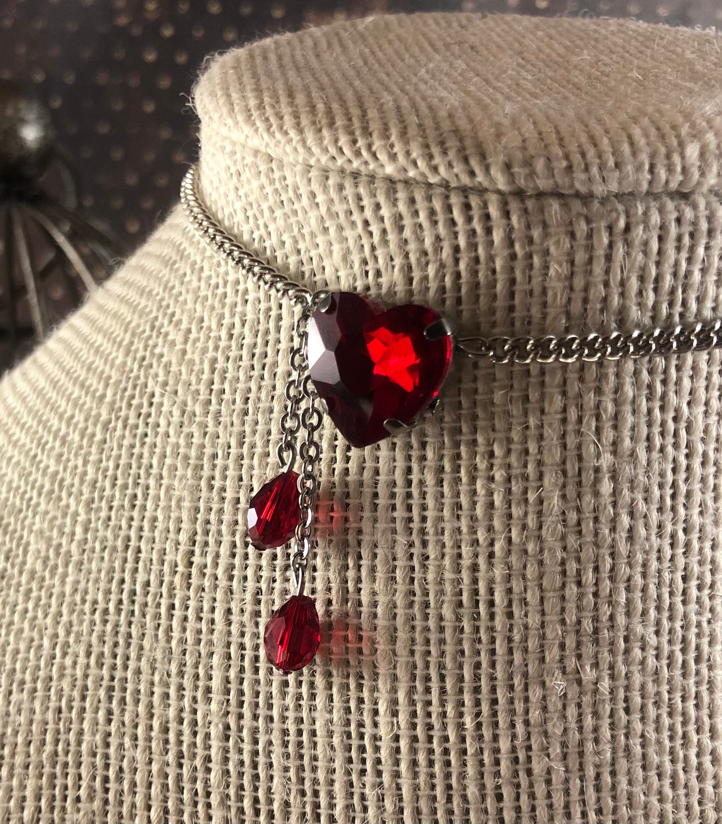 Bleeding Heart Collar Choker Red Gothic Vampire Punk - Etsy