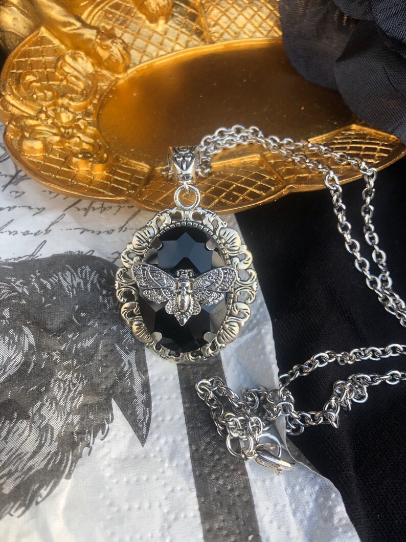 Silence: Gothic Death Head Moth Necklace Black Goth - Etsy