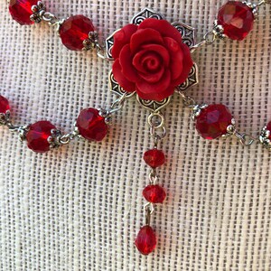 Rose Red: Romantic Gothic Ruby Red Dark Coquette Aesthetic Necklace - Etsy