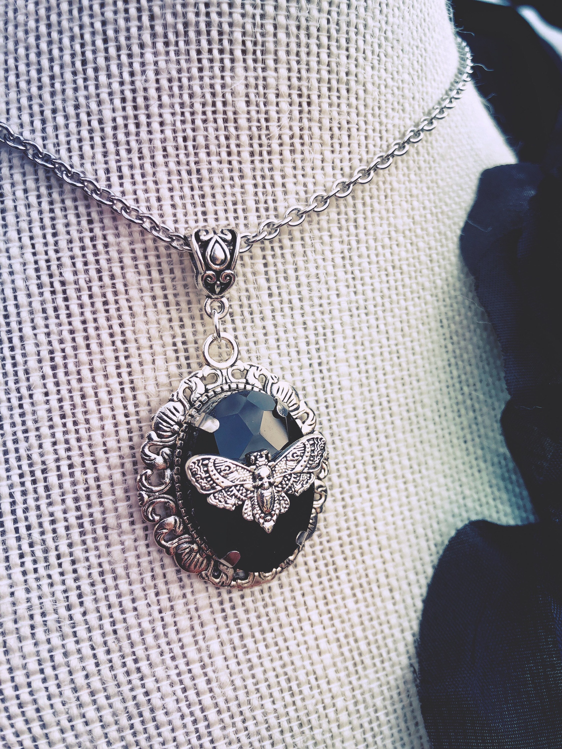 Silence: Gothic Death Head Moth Necklace Black Goth - Etsy