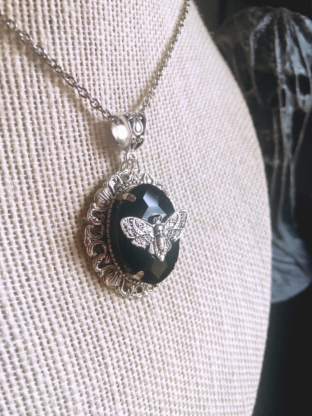 Silence: Gothic Death Head Moth Necklace Black Goth - Etsy