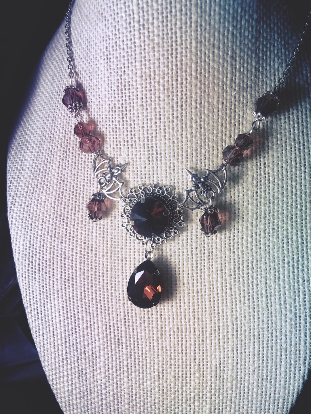 Angelique : Gothic Vampire Bat Necklace Purple Halloween Goth - Etsy