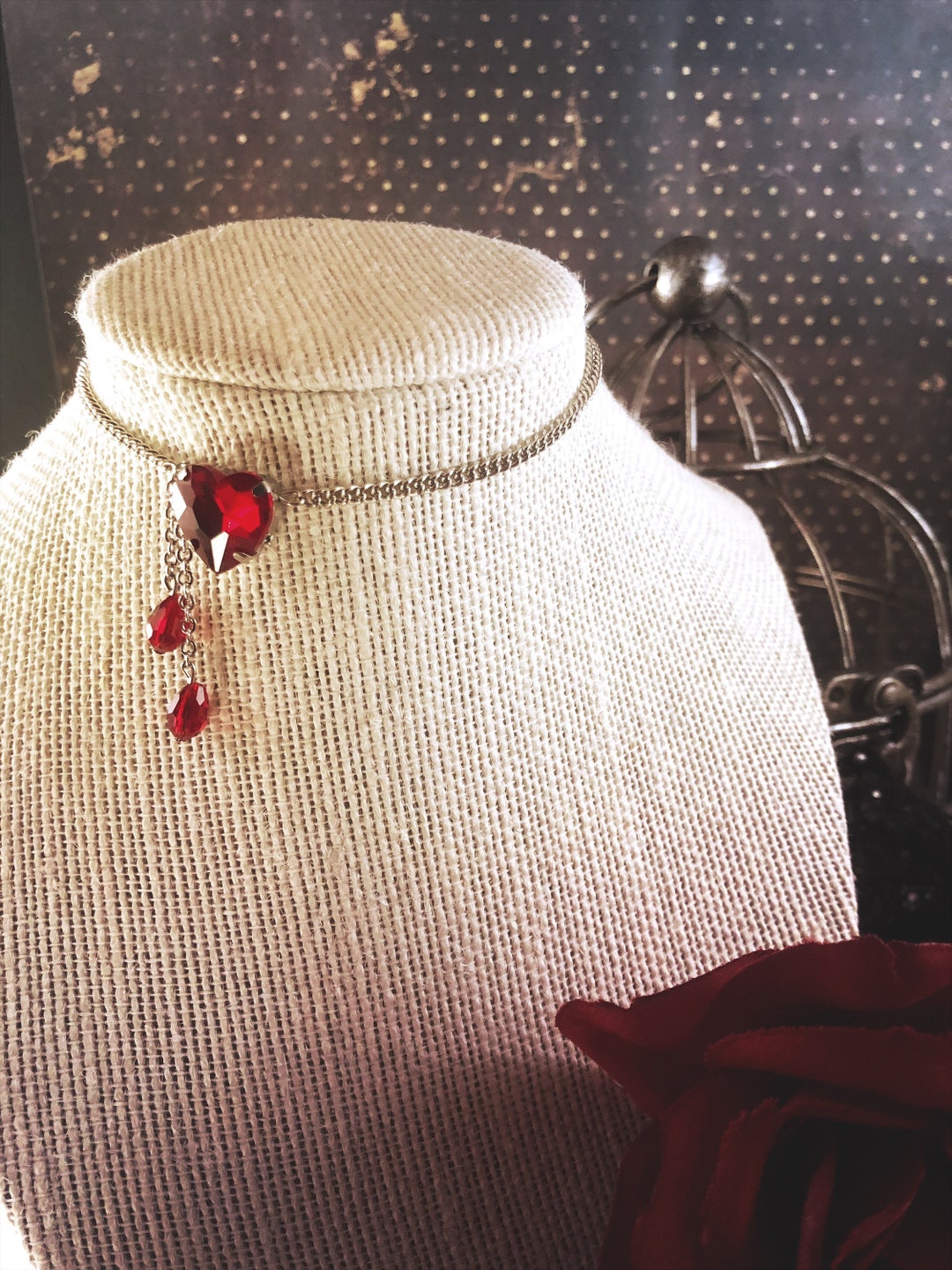 Bleeding Heart Collar Choker Red Gothic Vampire Punk - Etsy