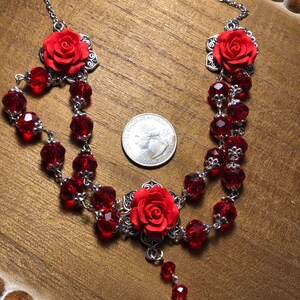 Rose Red: Romantic Gothic Ruby Red Dark Coquette Aesthetic Necklace - Etsy