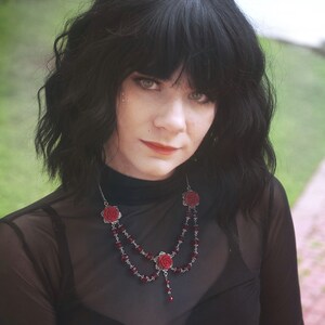 Rose Red: Romantic Gothic Ruby Red Dark Coquette Aesthetic Necklace - Etsy