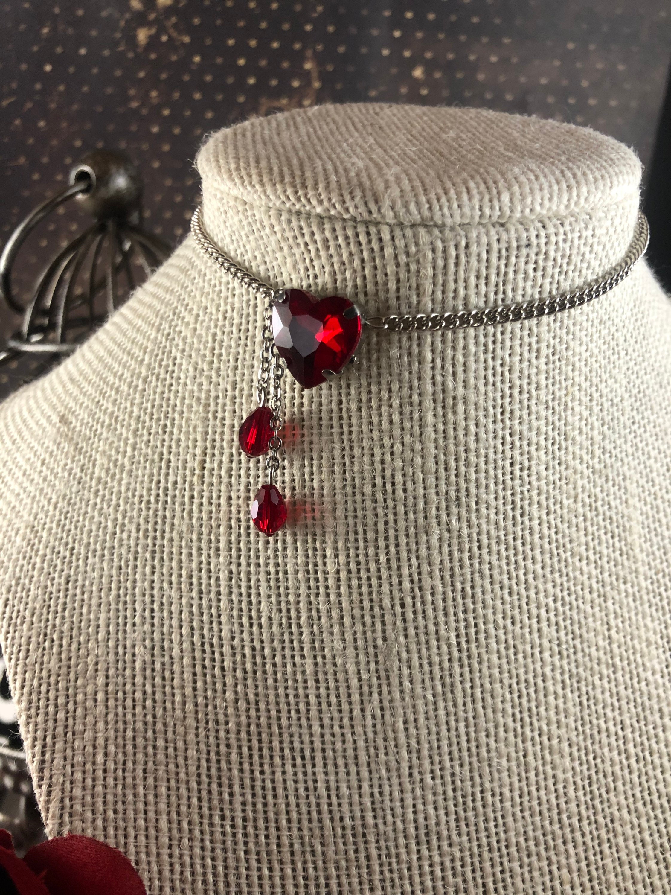 Bleeding Heart Collar Choker Red Gothic Vampire Punk - Etsy