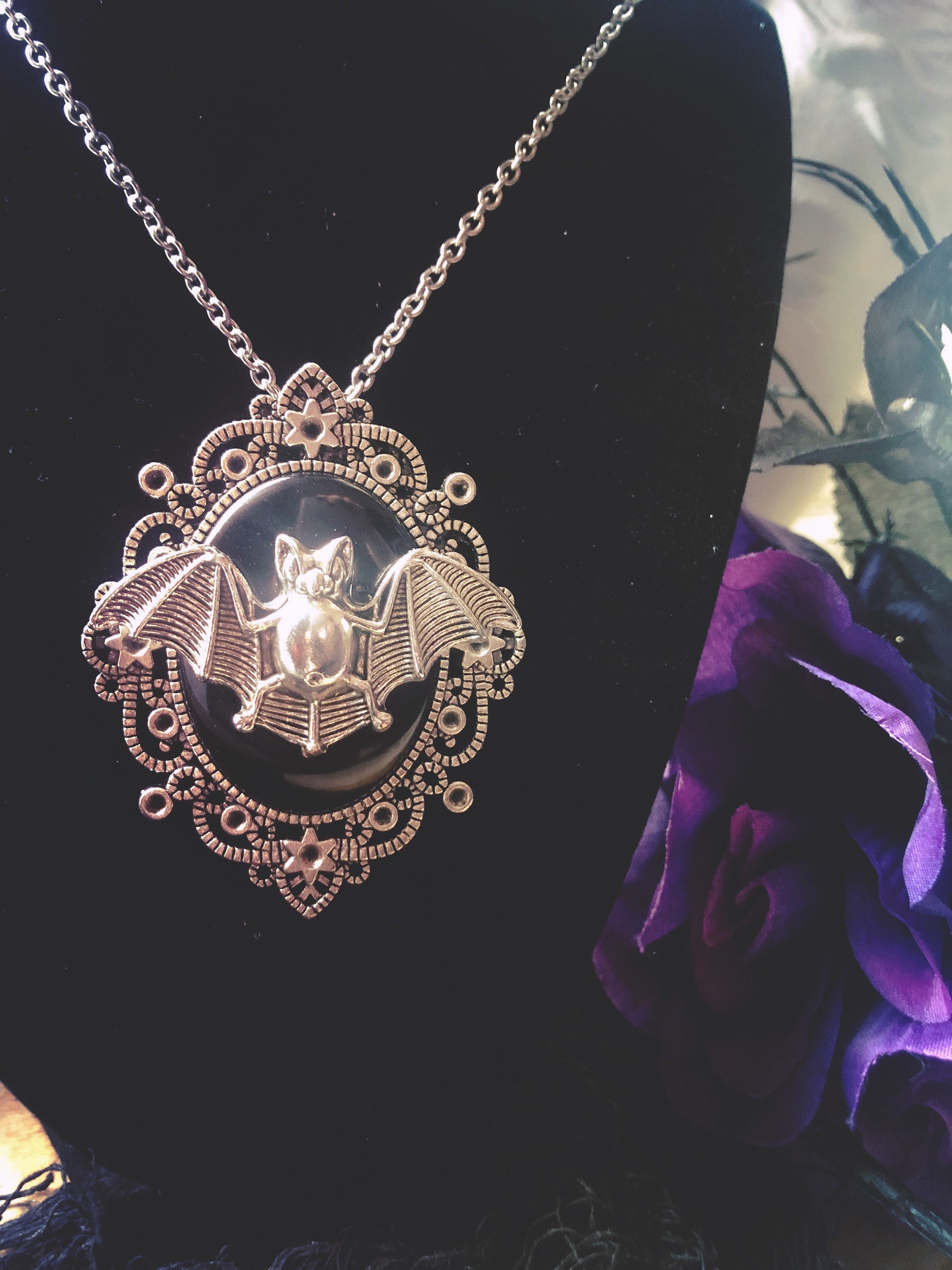 Gothic Vampire Bat Necklace Goth Punk Halloween - Etsy