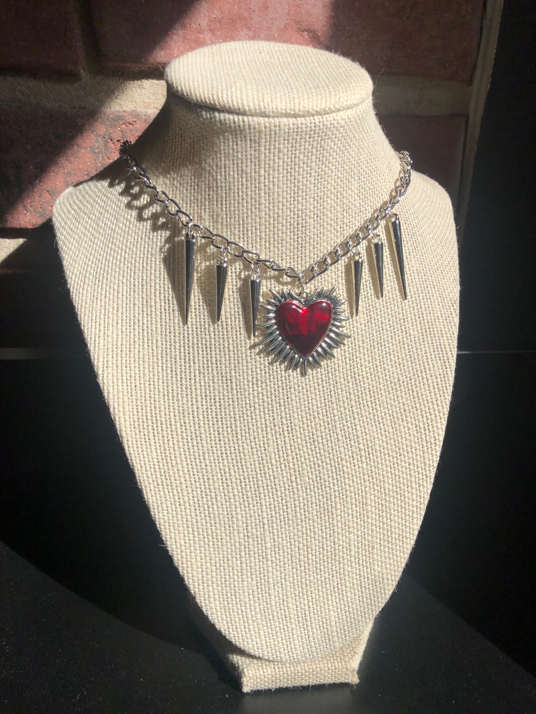 Spiked Heart Choker Necklace Red Gothic Punk Sacred - Etsy