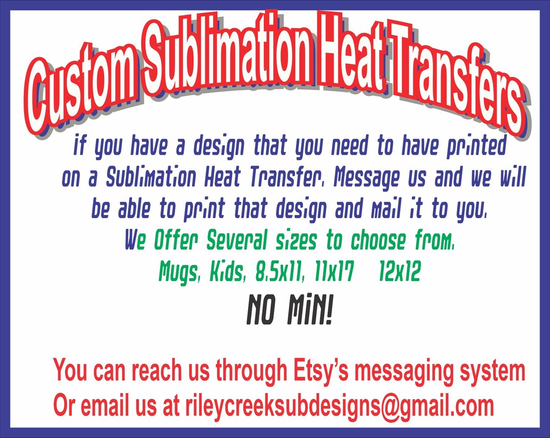 Custom Sublimation Heat Transfers, Sublimation Transfers We Print Your ...