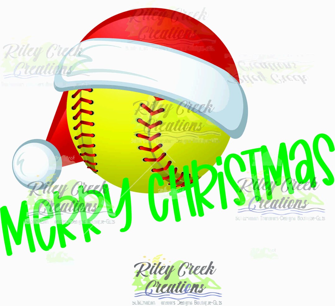 Merry Christmas Softball 300PNG Digital Download. Sublimation Designer ...