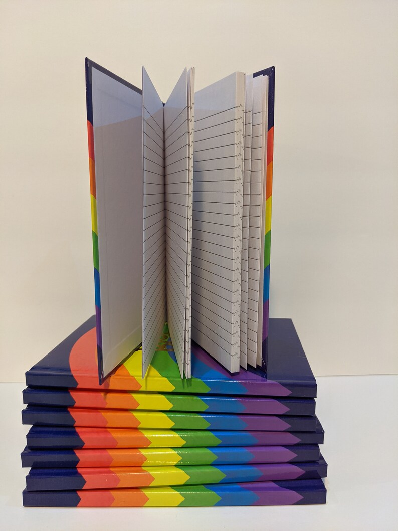 Personalized Rainbow Blank Journal Book - Etsy