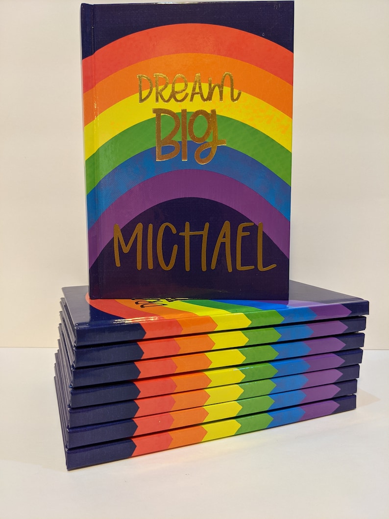 Personalized Rainbow Blank Journal Book - Etsy