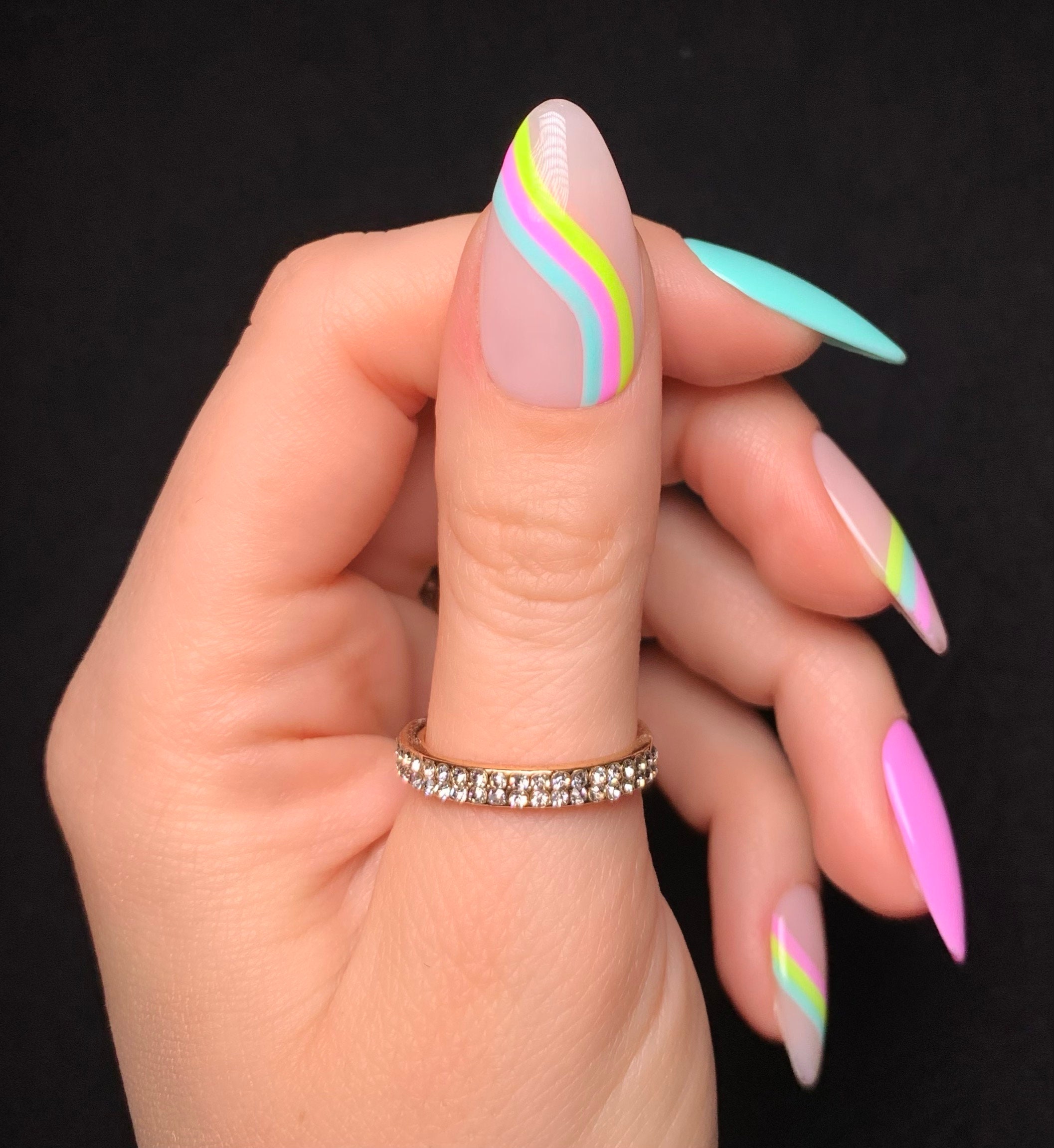 TAYLA Reusable Press on Nails Bright Blue and Purple - Etsy