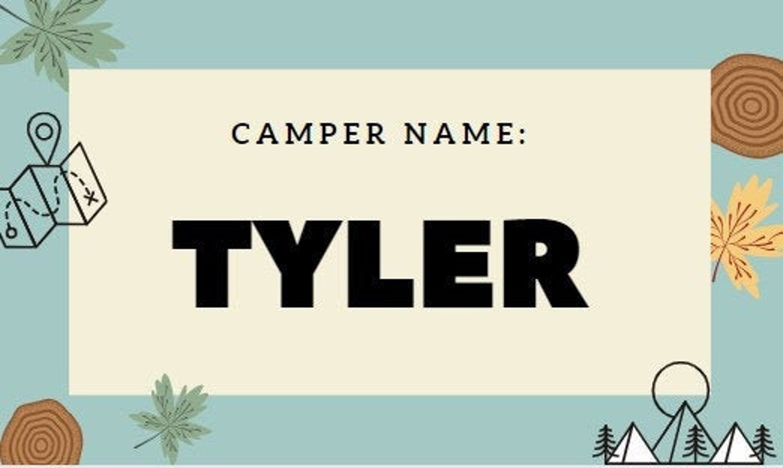 Editable Canva Camping Theme Student Name Tag Label Classroom | Etsy