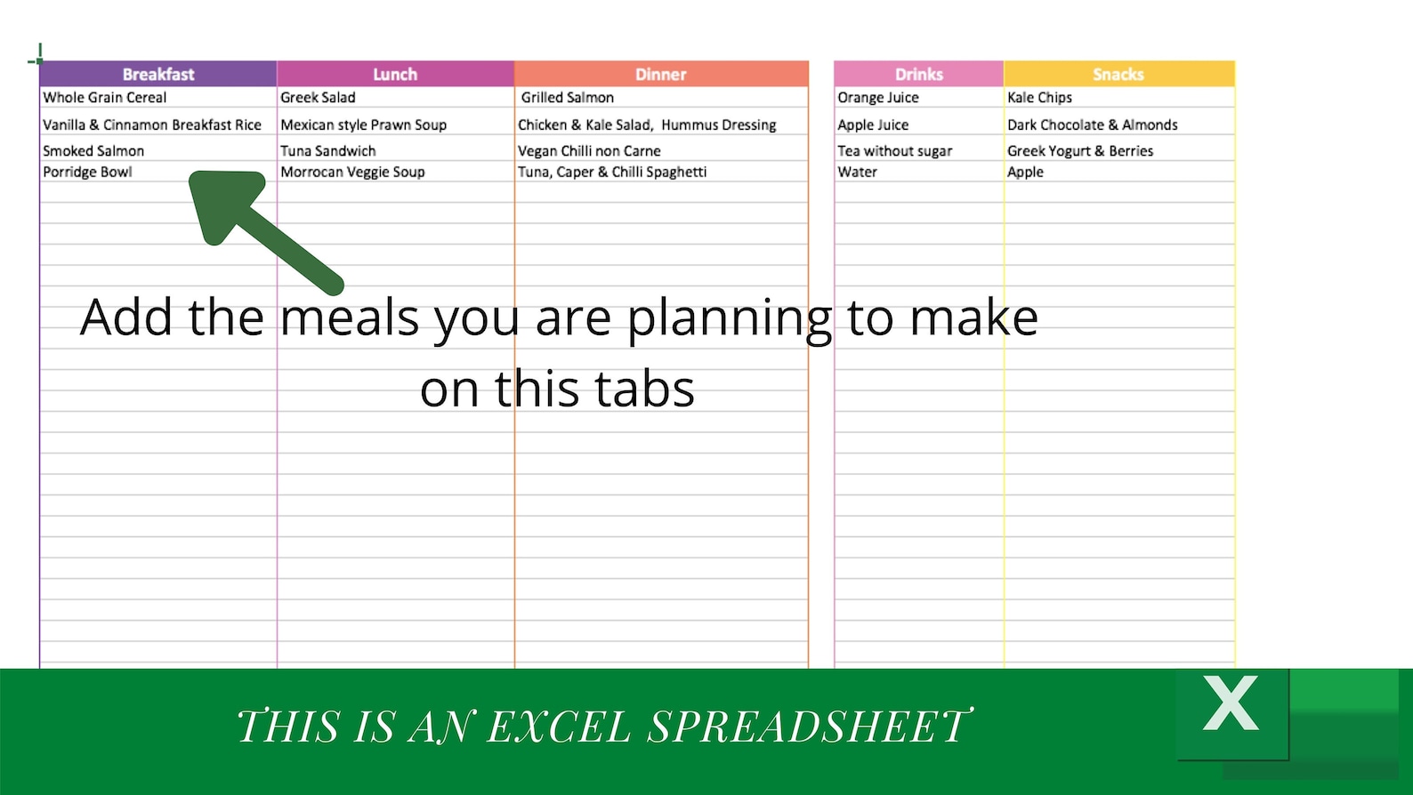 Monthly Excel Budget and Meal Planner with Grocery List | Etsy