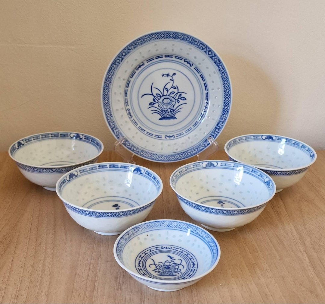 Vintage Chinese Rice Grains Porcelain Set by Jingdezhen Factory - Etsy